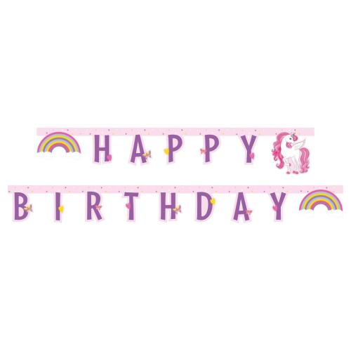 Eenhoorn Regenboog Banner Happy Birthday - Pastel Mix