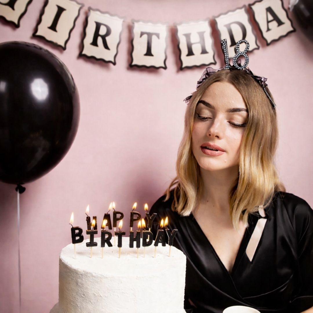 Happy Birthday Taartkaarsjes Zwart - 13st
