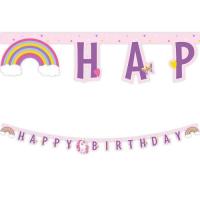Eenhoorn Regenboog Banner Happy Birthday - Pastel Mix